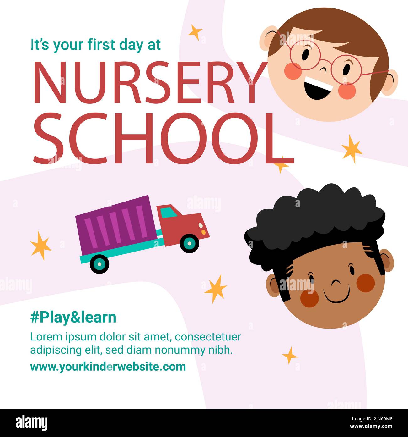 Flat nursery school posts set Vector illustration Stock Vector Image ...