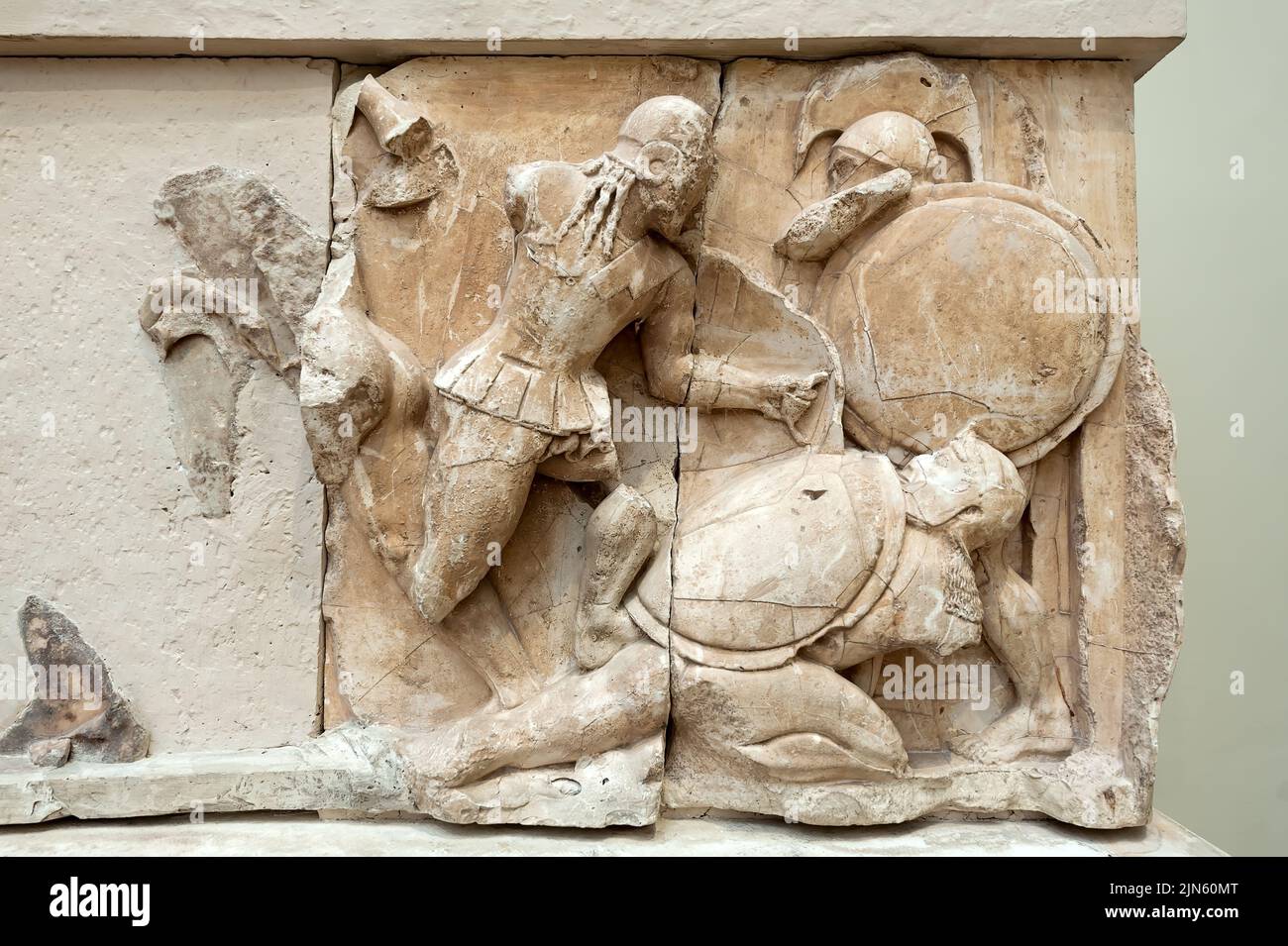 Detail of pediment, Archaeological Museum of Delphi, Greece Stock Photo ...