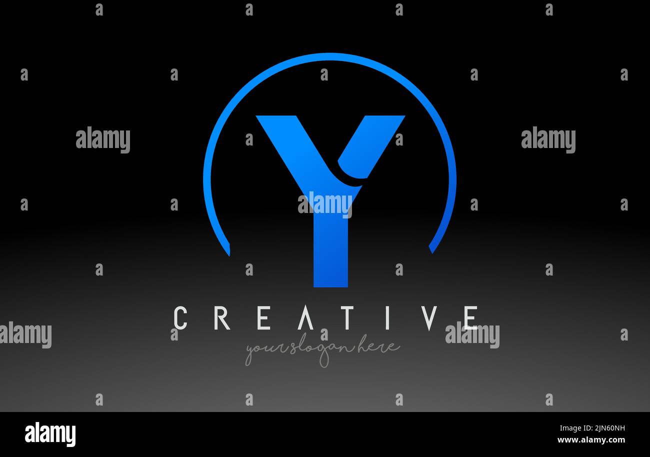 Y Letter Logo Design with Black Blue Color. Cool Modern Icon Letters ...