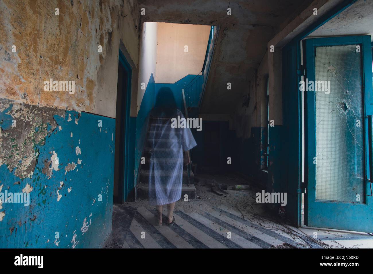 Ghost in abandoned, haunted house. Horror scene of scary spirit of a ...