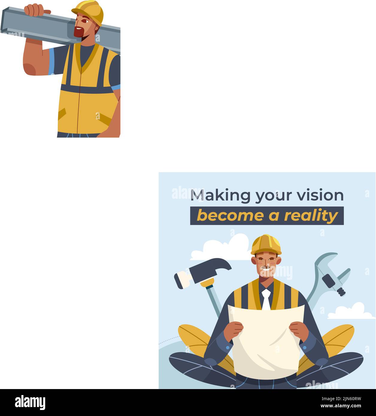 Flat construction posts posts set Vector illustration Stock Vector ...