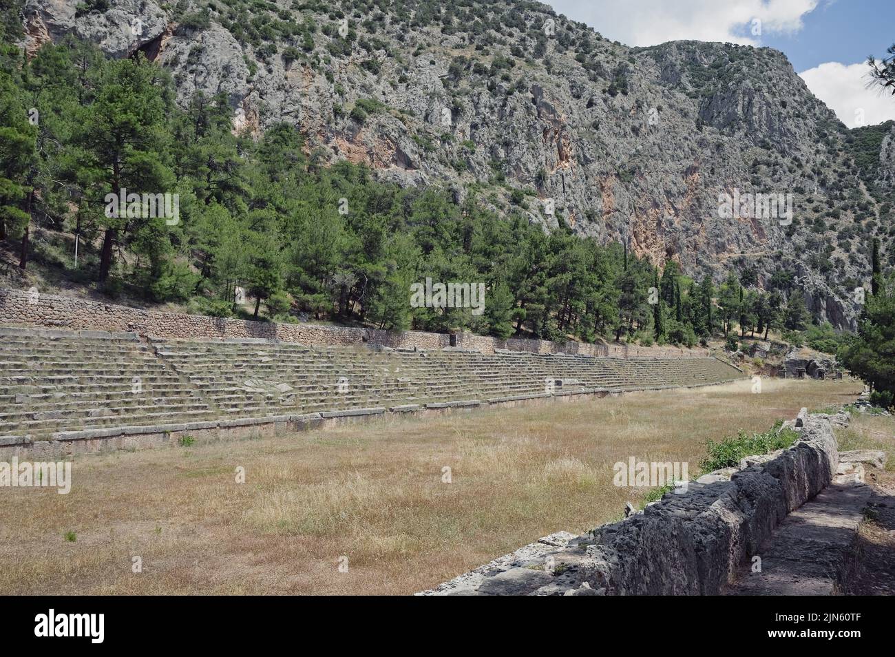 The mountain-top stadium at Delphi, Greece Stock Photo - Alamy
