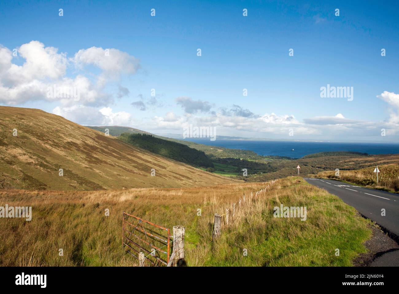 Looking down the String along Glen Shurig down to ward Brodick Bay the ...