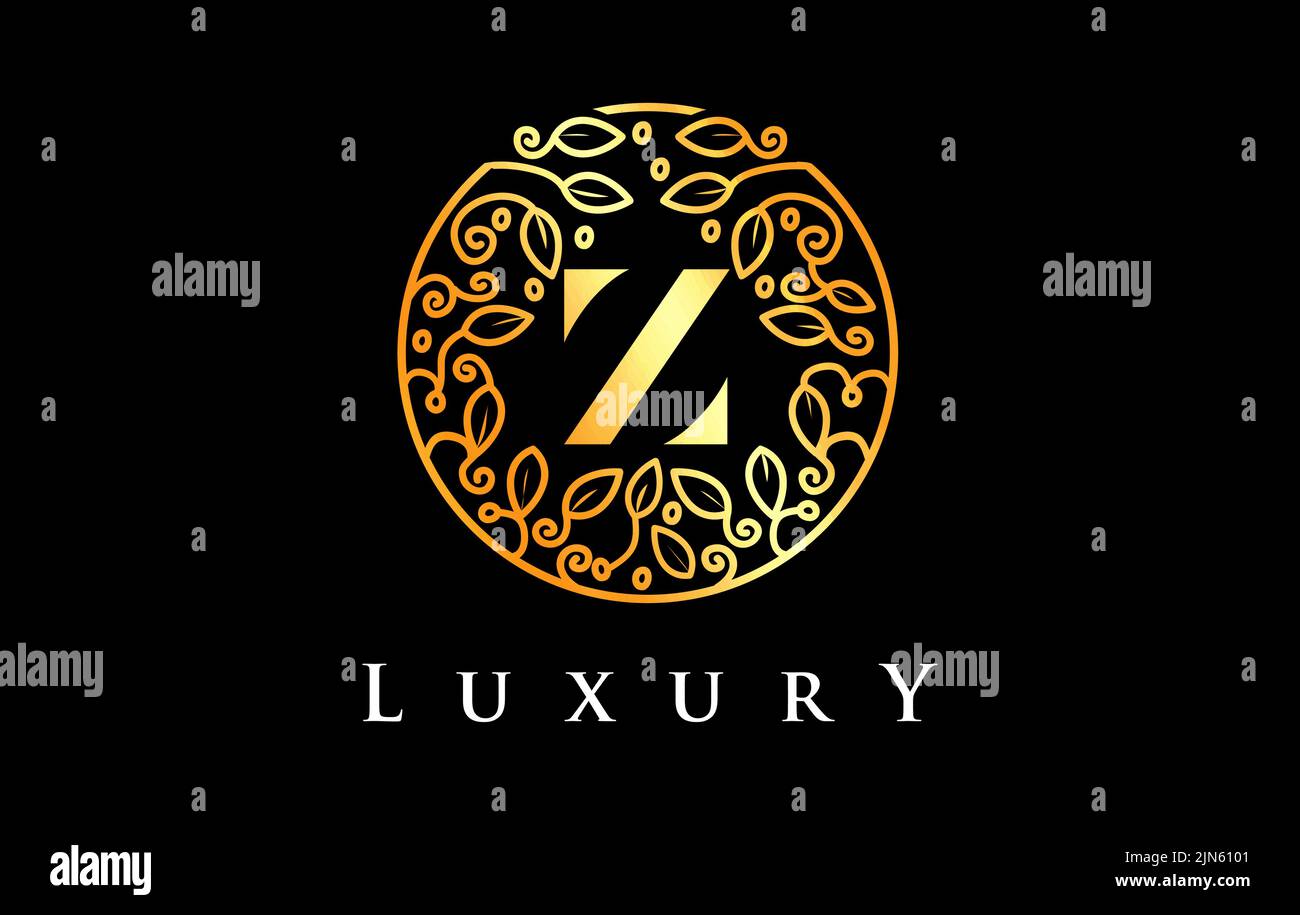 Golden Z Letter Logo Luxury. Green Beauty Cosmetics Logo Monogram Stock ...