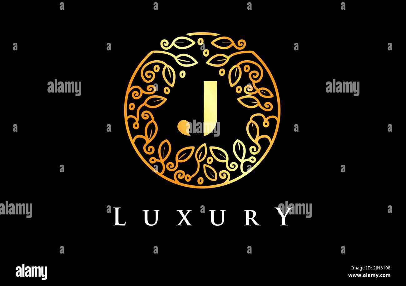 Golden J Letter Logo Luxury. Green Beauty Cosmetics Logo Monogram Stock ...