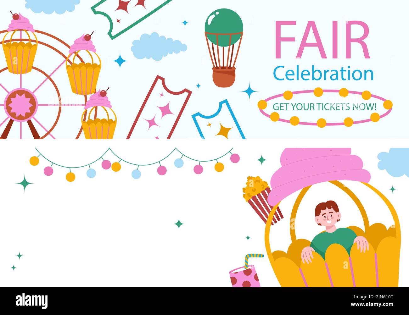 Flat fair horizontal banners set Vector illustration Stock Vector Image ...