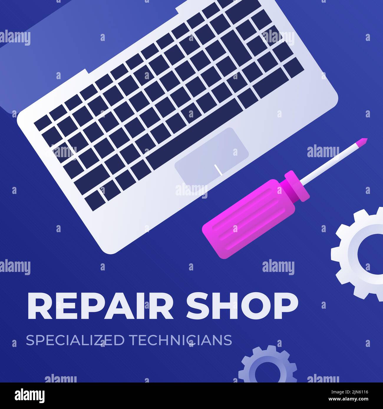 Gradient car repair shop services posts set Vector illustration Stock ...