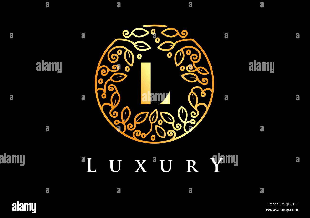 Golden L Letter Logo Luxury. Green Beauty Cosmetics Logo Monogram Stock ...