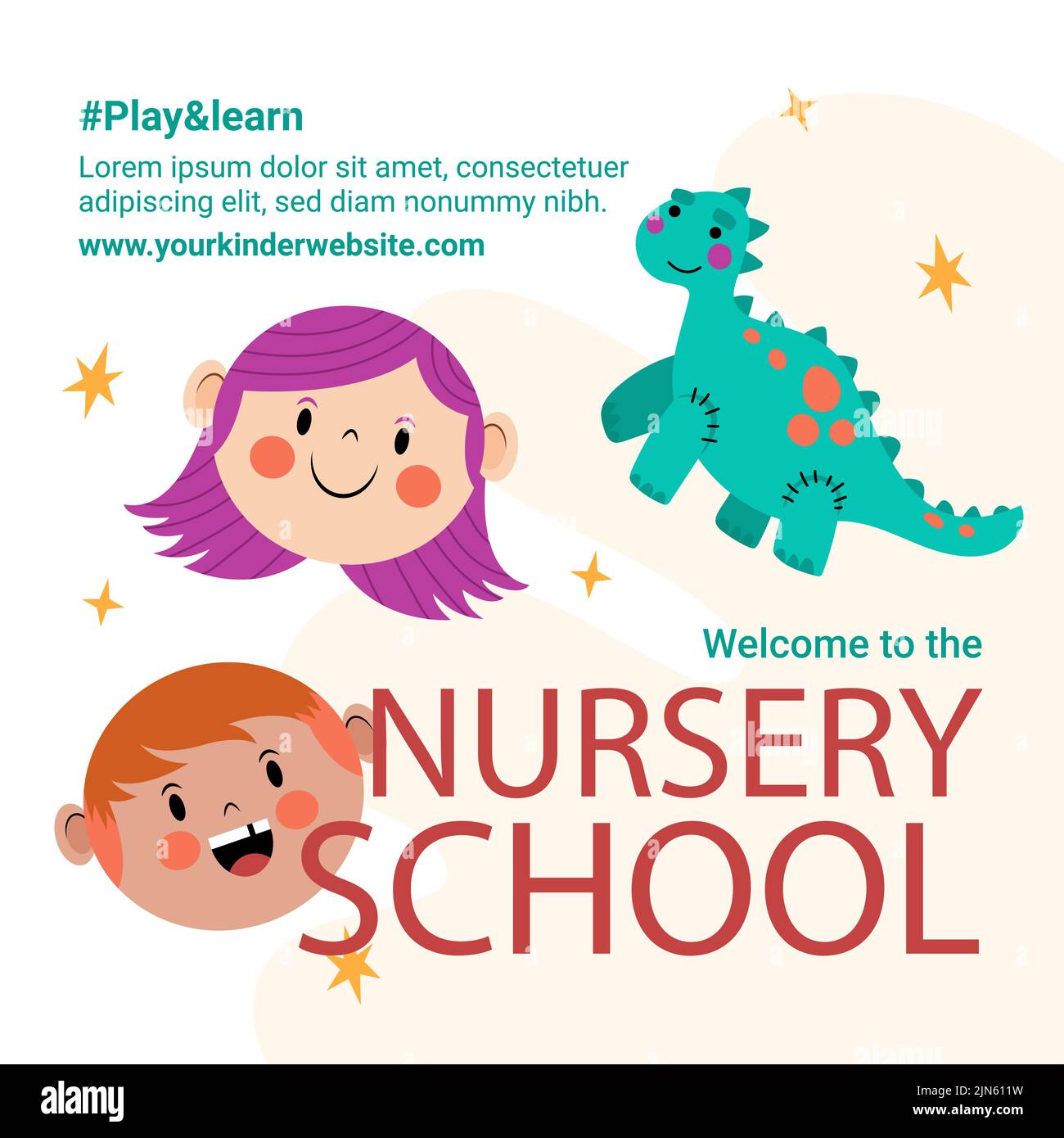 Flat nursery school posts set Vector illustration Stock Vector Image ...