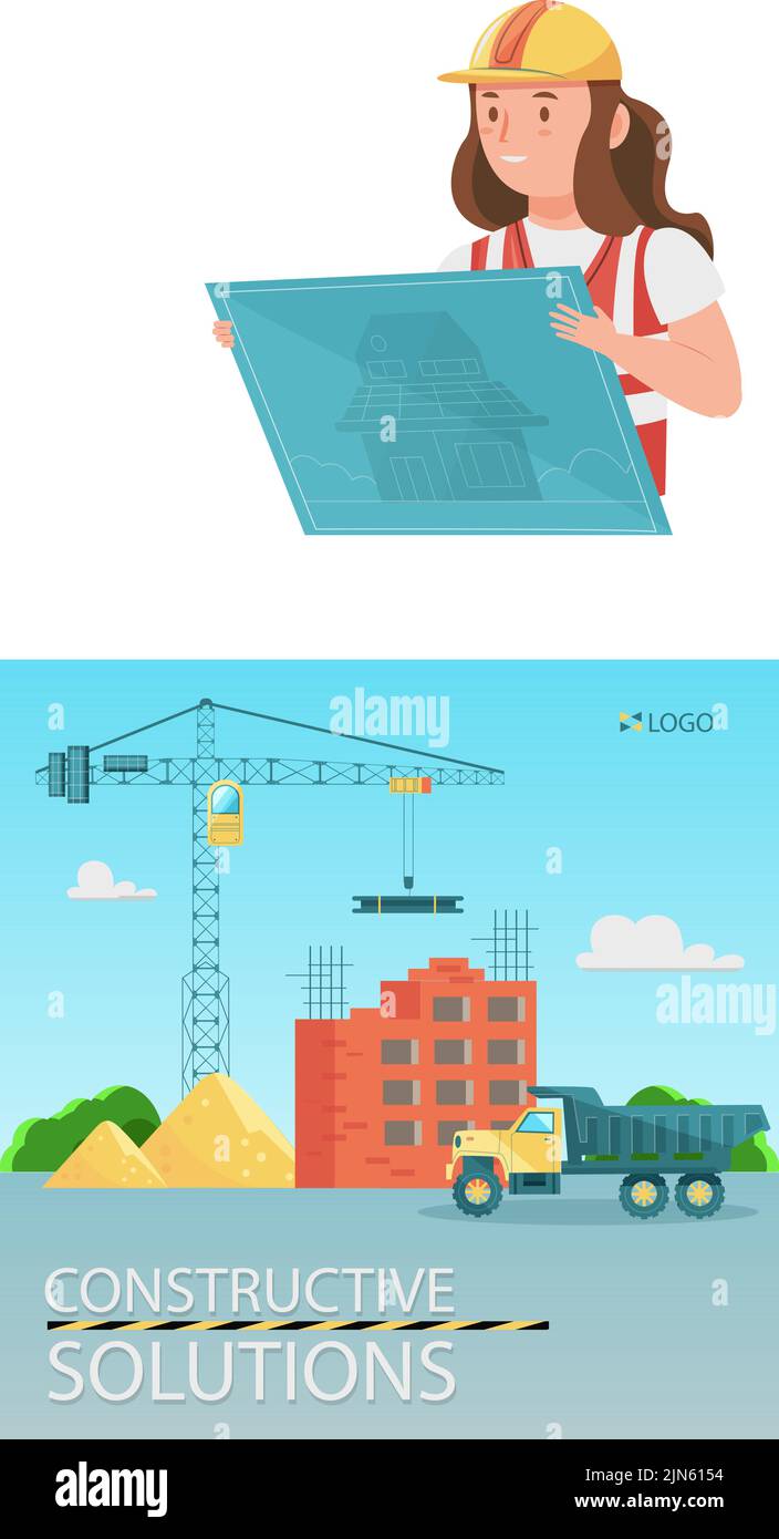 Flat construction posts set Vector illustration Stock Vector Image ...