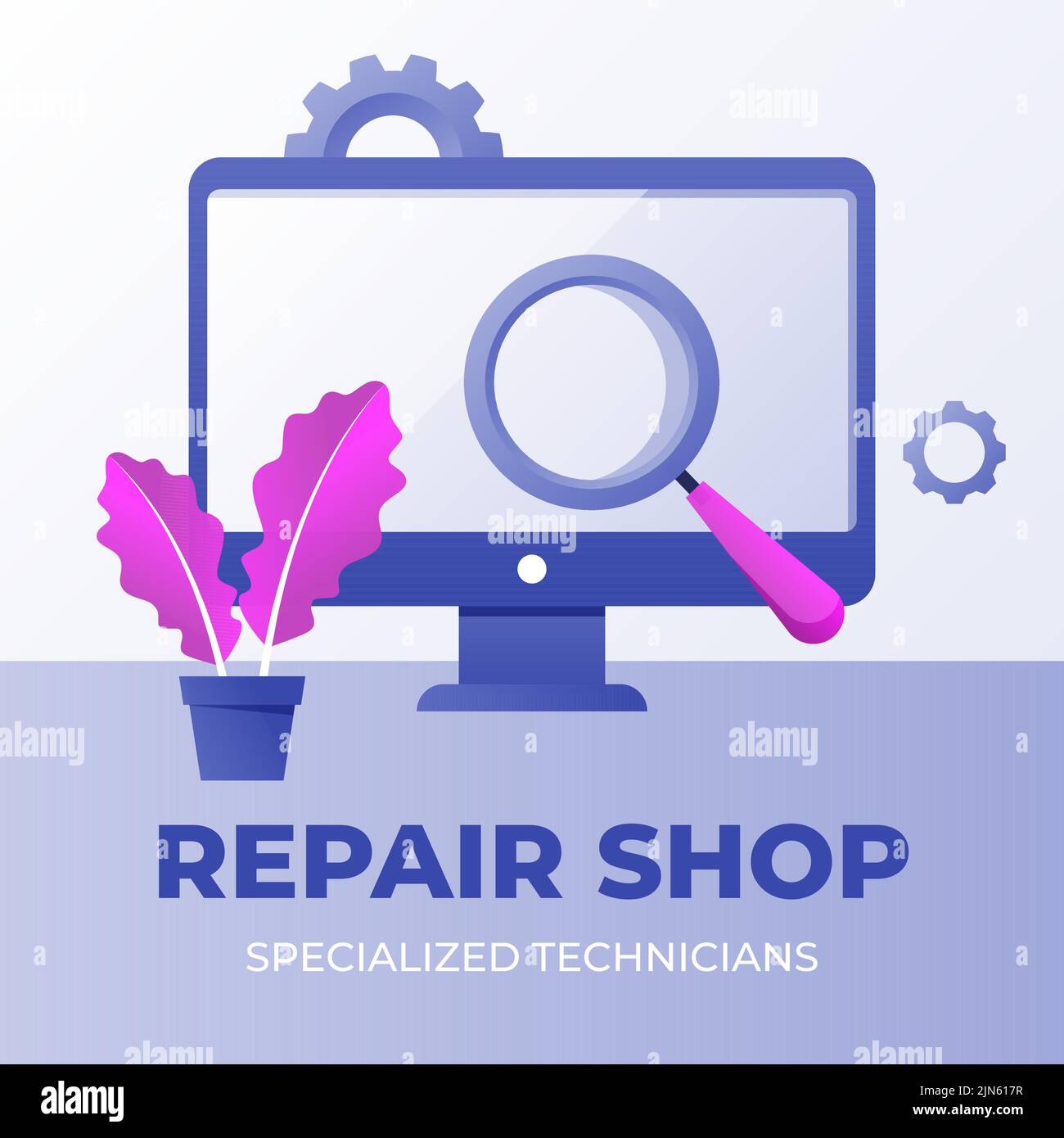 Gradient car repair shop services posts set Vector illustration Stock ...