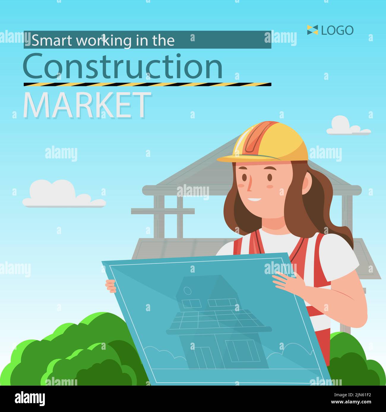 Flat construction posts set Vector illustration Stock Vector Image ...