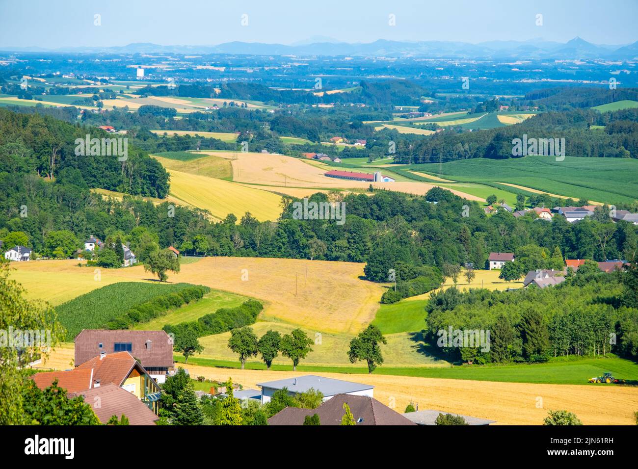 Panorama of beautiful countryside with mountain background in area of ...