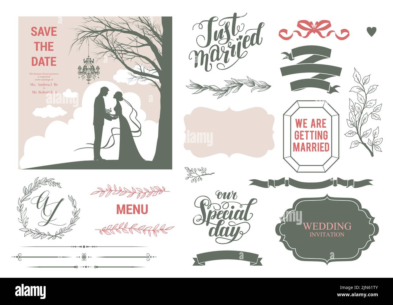 Wedding decorations love Stock Vector Images - Alamy