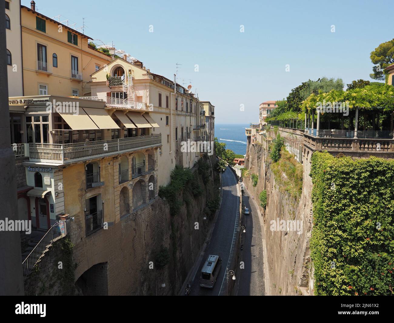 Sorrento, Campania, Italy. The seaside town is built on very steep ...