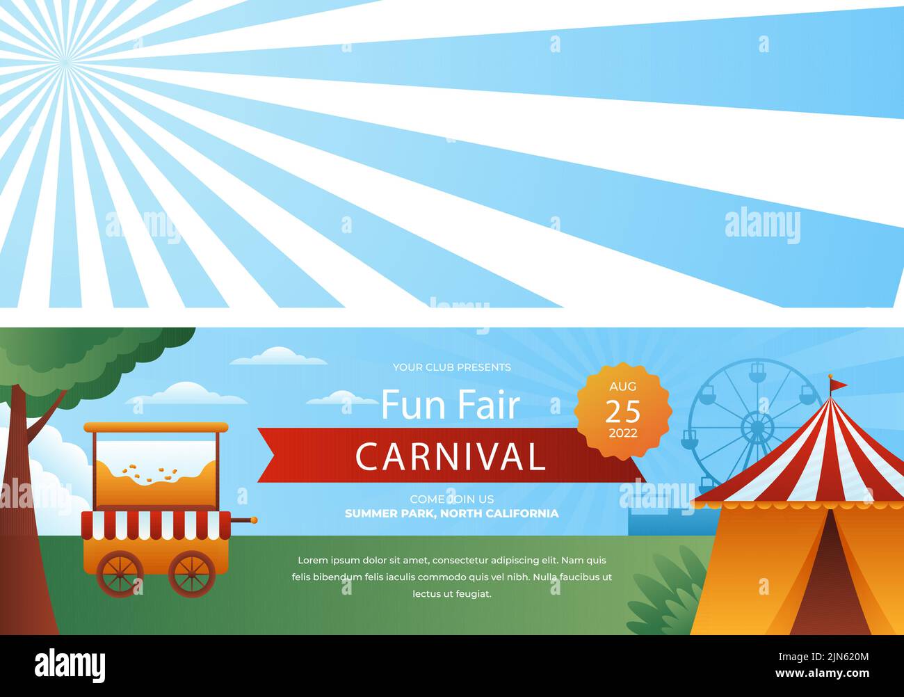 Realistic fair horizontal banners set Vector illustration Stock Vector ...