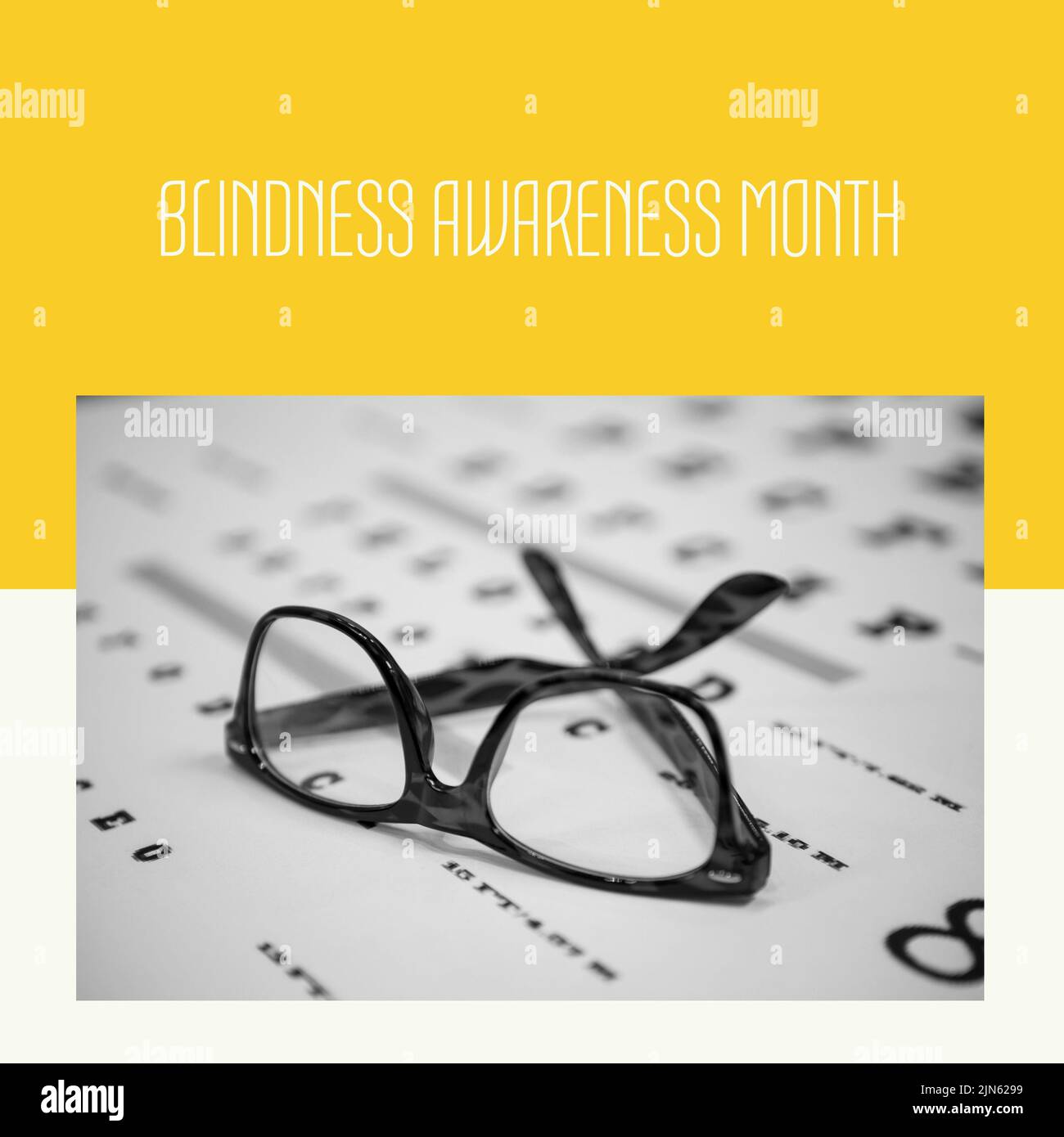 Composition of blindness awareness month text and reading glasses Stock ...