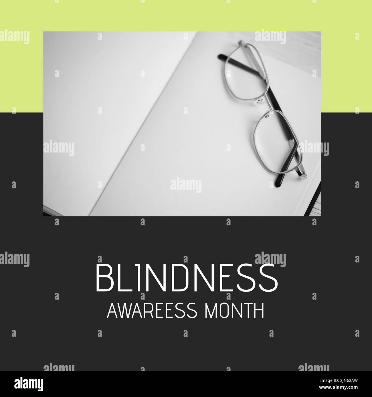 Composition of blindness awareness month text and reading glasses Stock ...