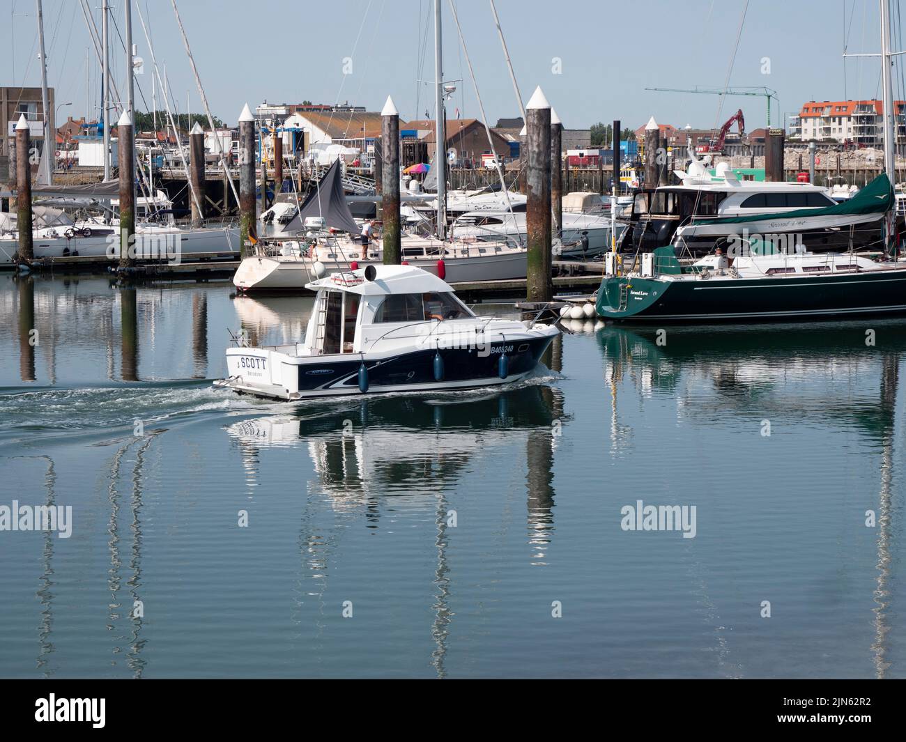 Breskens, the Netherlands, July 18, 2022, pleasure boat leaves the ...