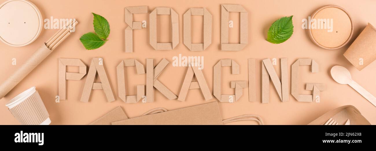 Banner with sustainable paper packaging for food industry - paper ...