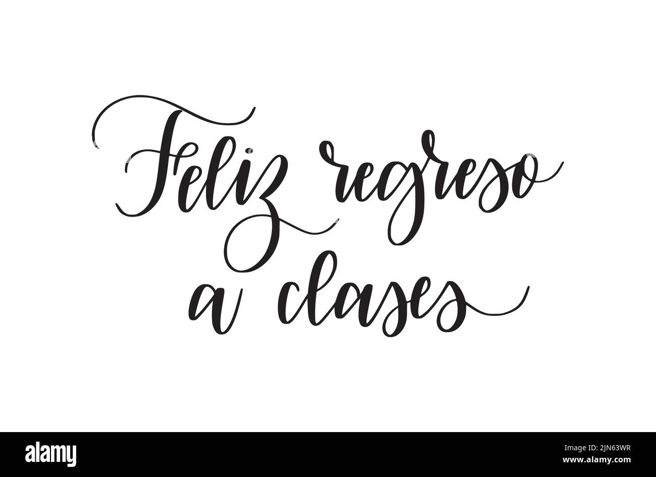 Happy return to classes in Spanish. Back to school doodle calligraphy ...