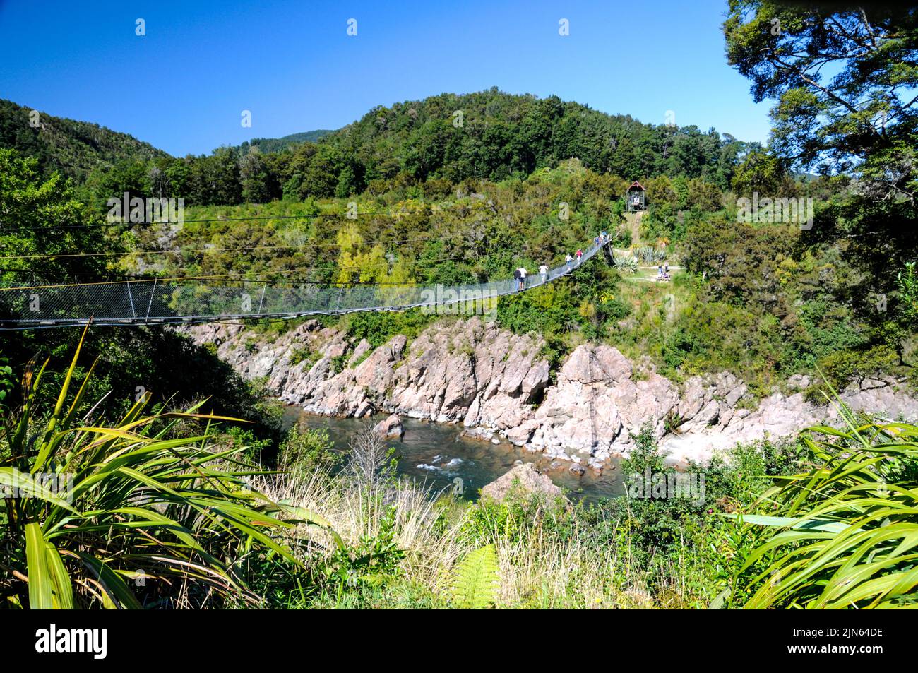 New Zealand's longest swing bridge across the Buller river at Buller ...
