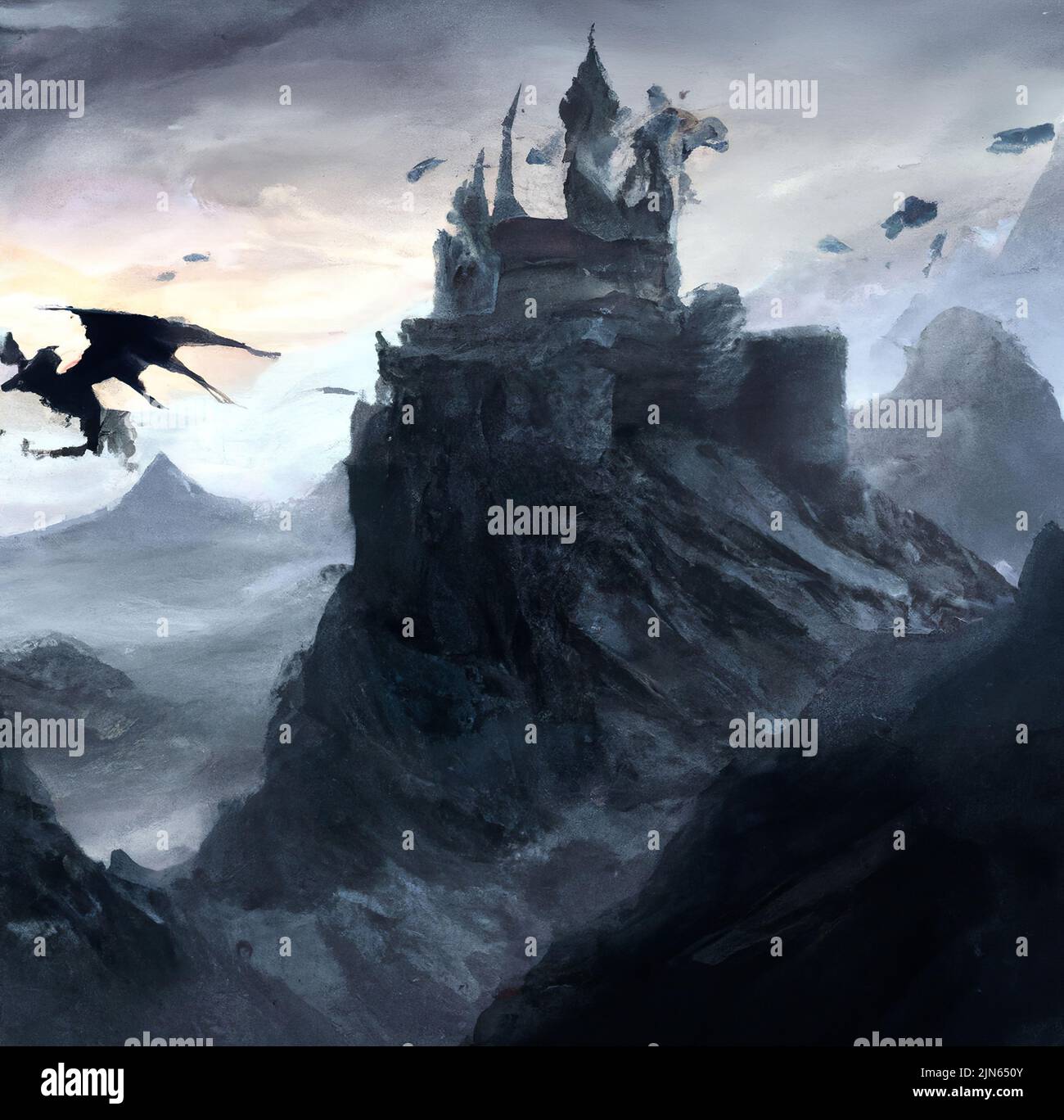 Dark Medieval Castle Painting