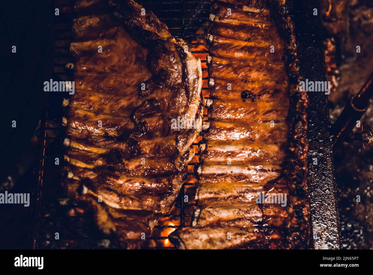 Roasted Crispy Ribs, traditional Argentinian barbecue Stock Photo - Alamy