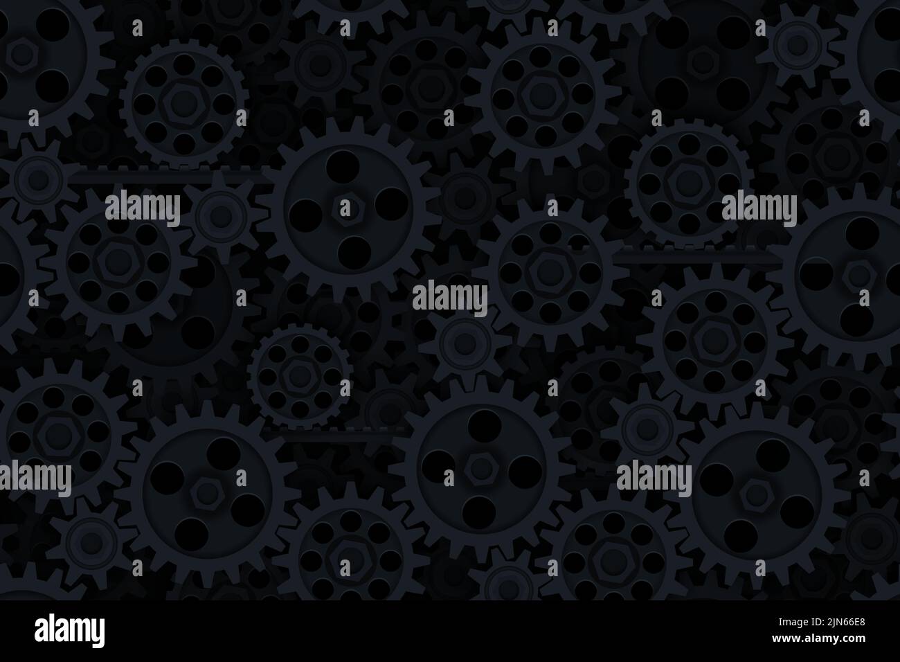Seamless gears pattern black tech background. Industrial mechanics ...