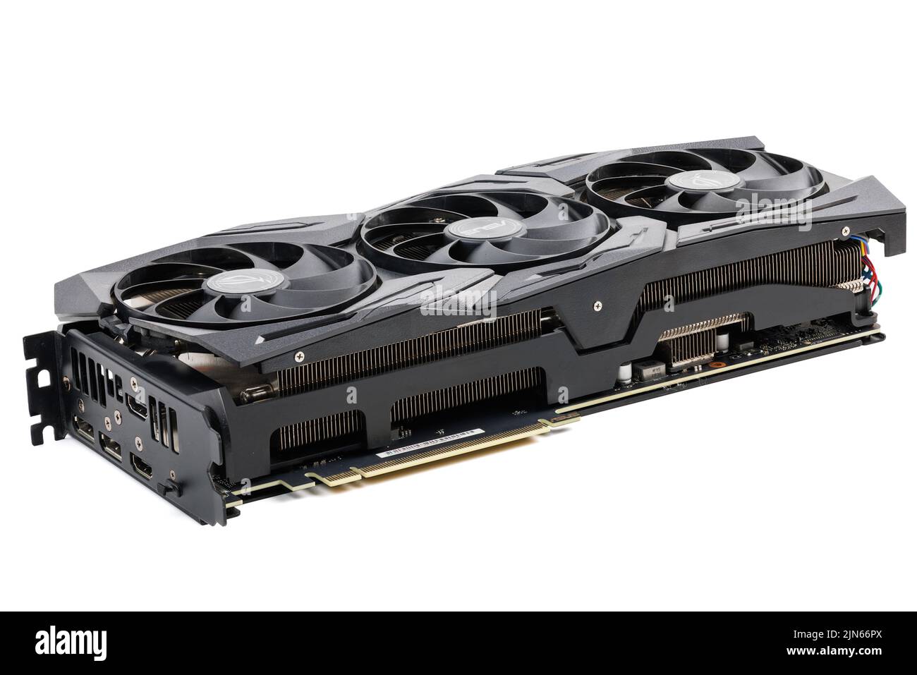 big black contemporary gaming graphics card isolated on white ...