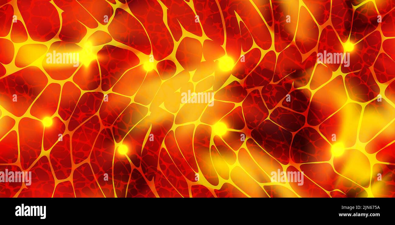 Seamless pattern of volcano lava river or glowing magma surface top ...