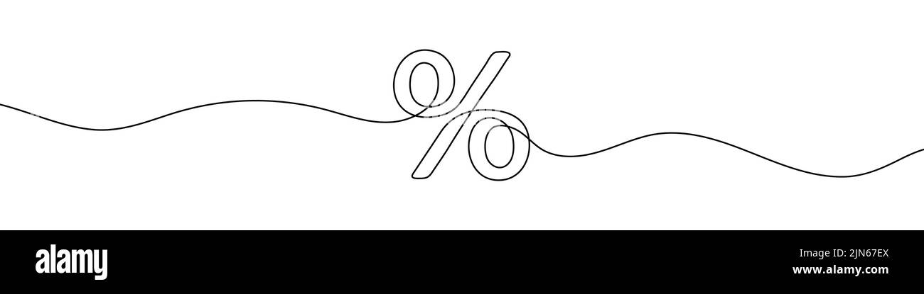 Linear background of percent sign. One continuous line drawing of a ...