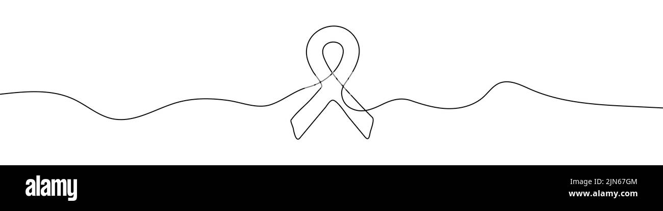 Single continuous line drawing of a awareness ribbon. One continuous ...