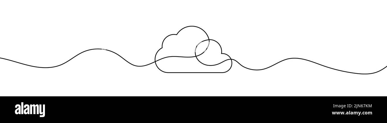 Continuous line drawing of cloud. Cloud linear icon. One line drawing background. Vector ...
