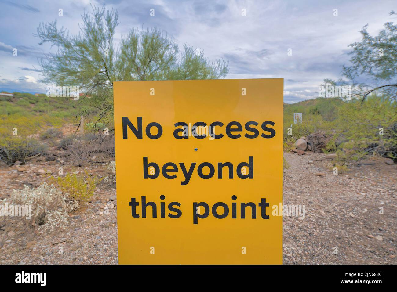 No access beyond this point yellow signage at Sabino Canyon State Park ...