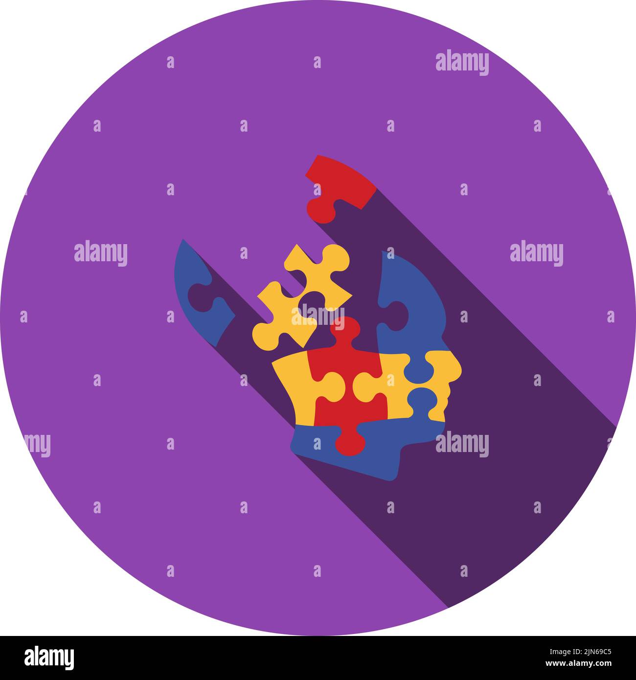 Solution Icon. Flat Circle Stencil Design With Long Shadow. Vector ...