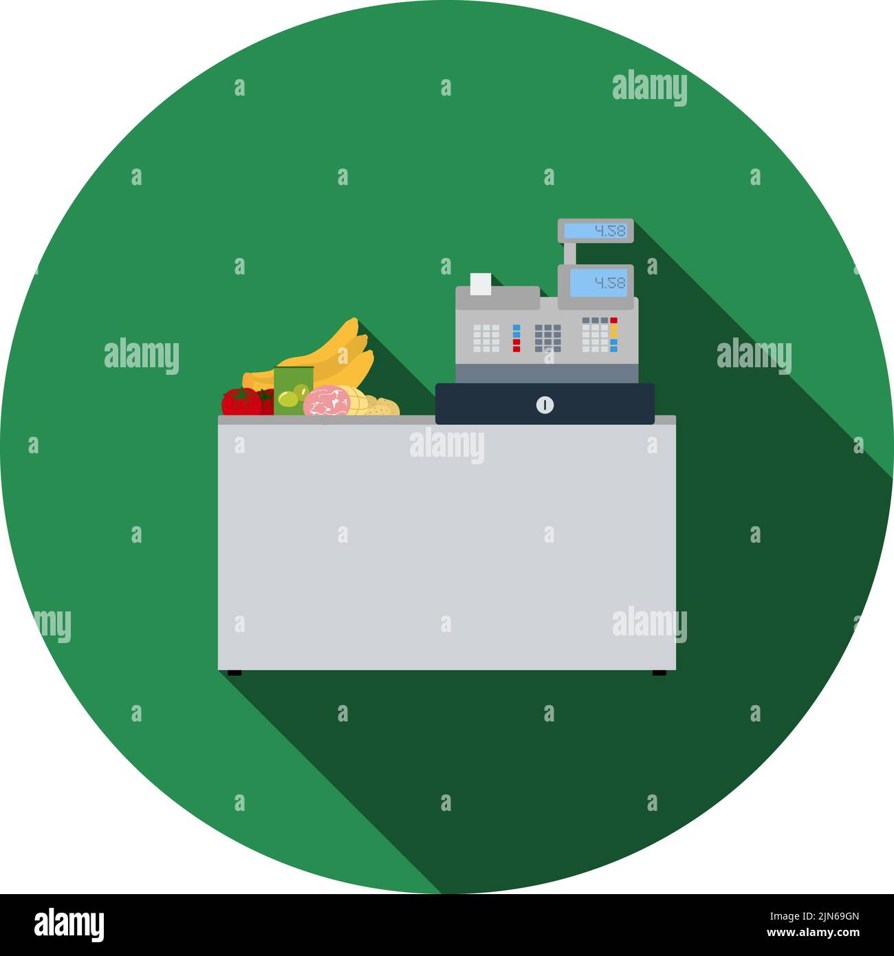 Supermarket Store Counter Desk Icon. Flat Circle Stencil Design With ...