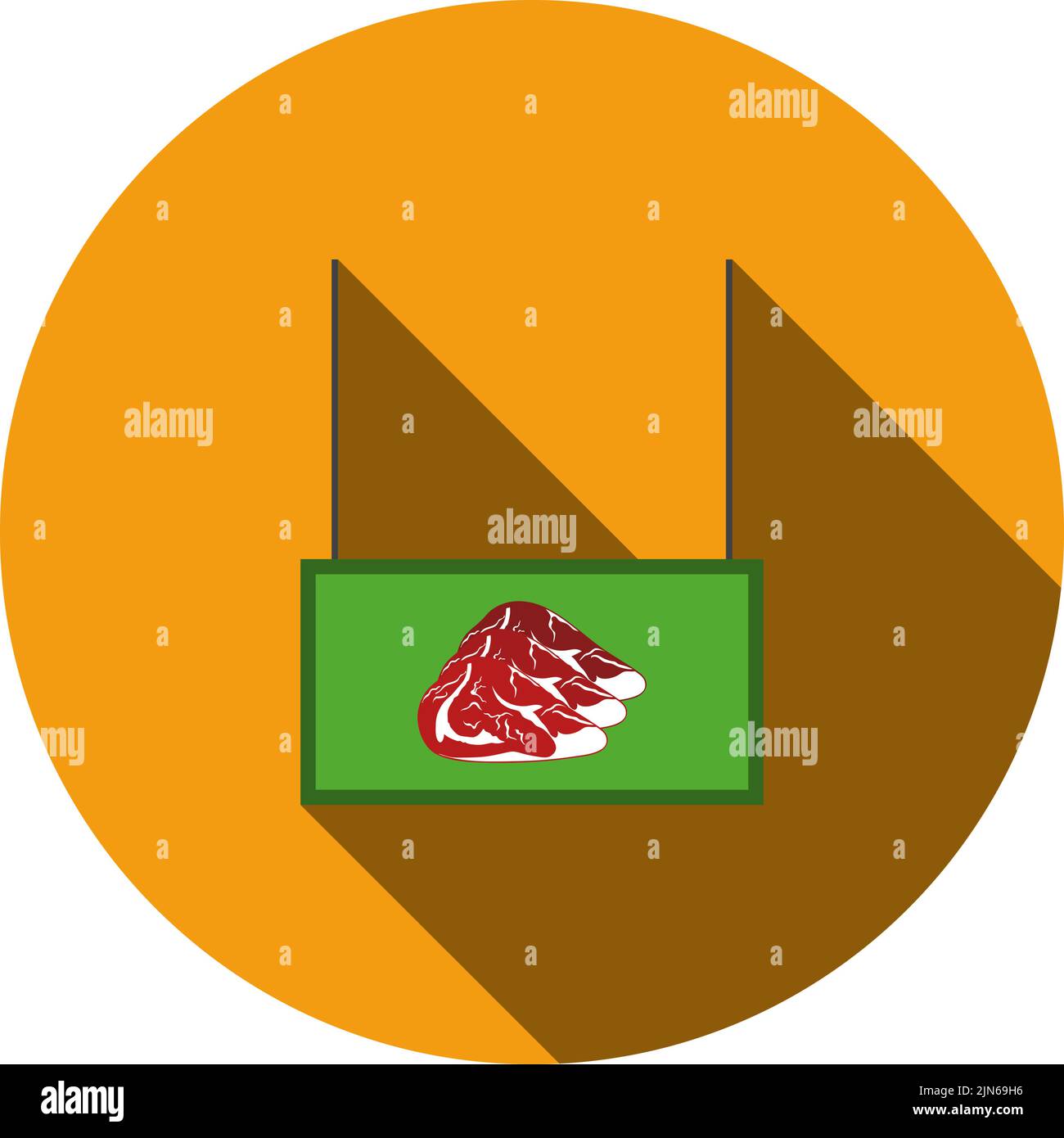 Meat Market Department Icon. Flat Circle Stencil Design With Long ...