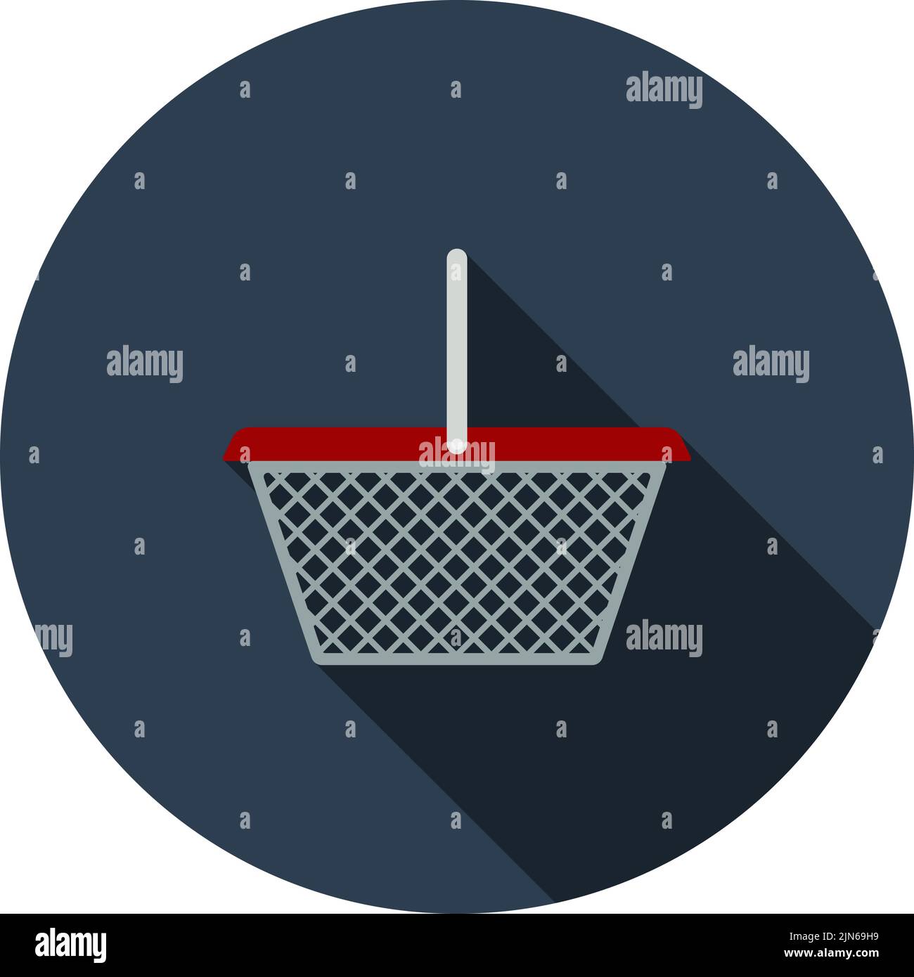 Supermarket Shoping Basket Icon. Flat Circle Stencil Design With Long ...
