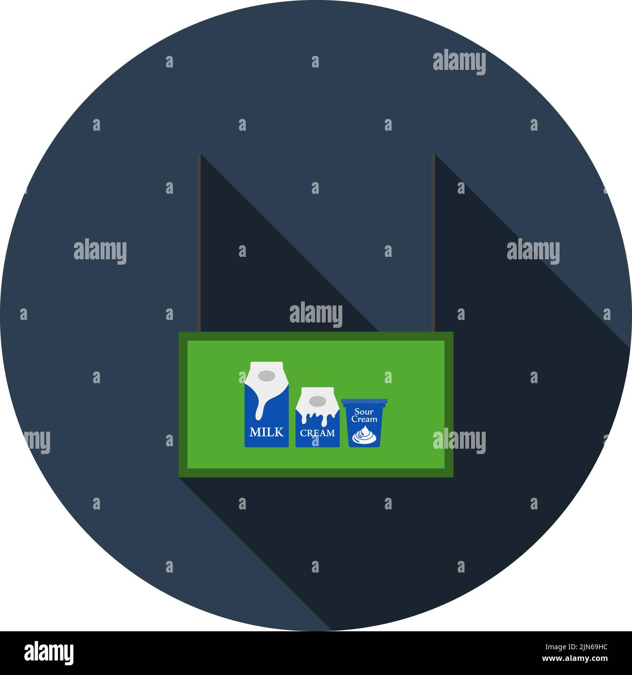 Milk Market Department Icon. Flat Circle Stencil Design With Long ...