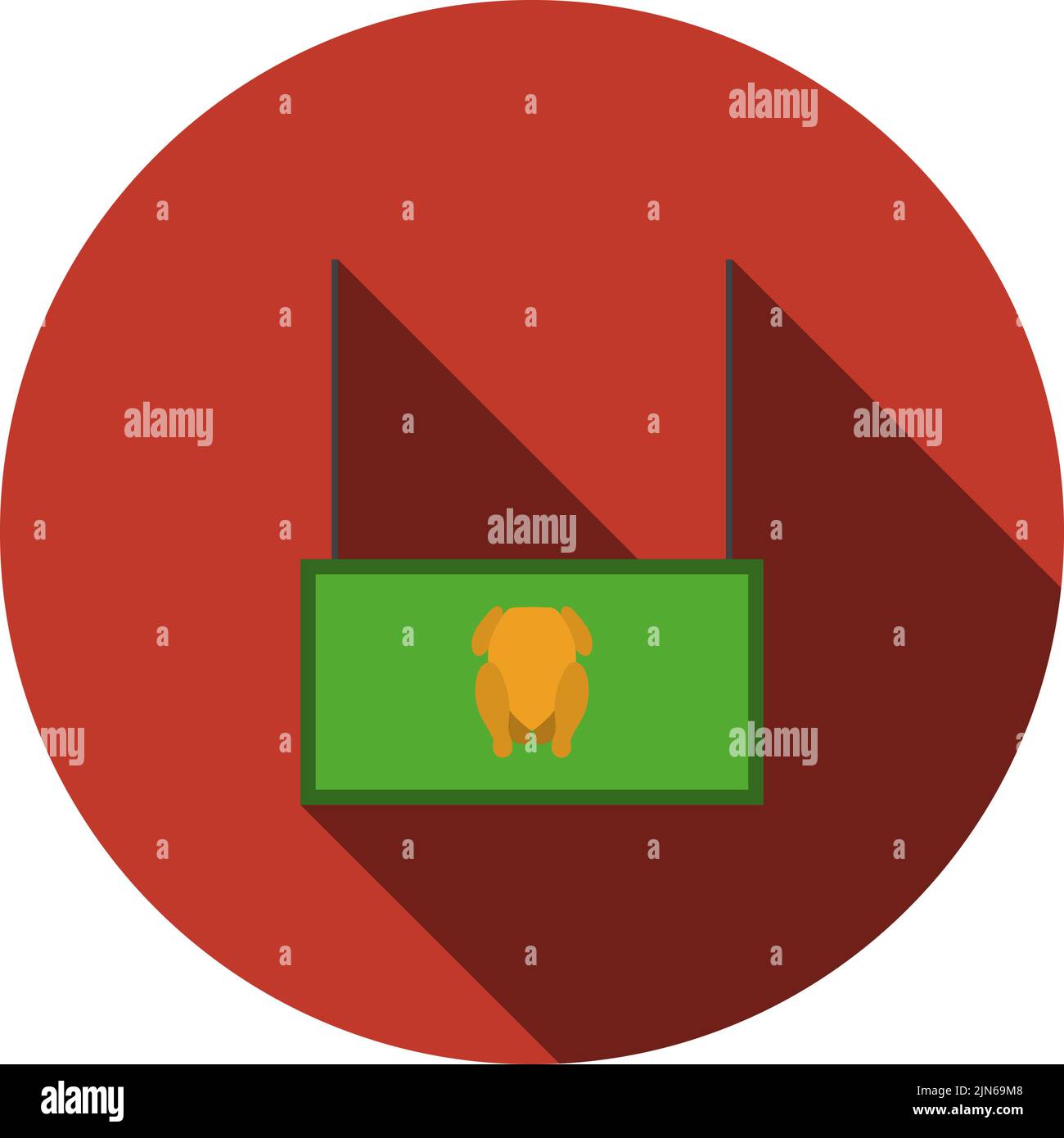 Poultry Market Department Icon. Flat Circle Stencil Design With Long ...
