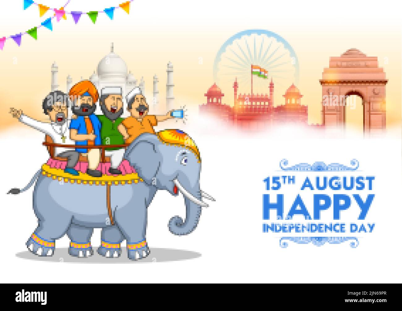 illustration of abstract tricolor banner with Indian flag for 15th ...