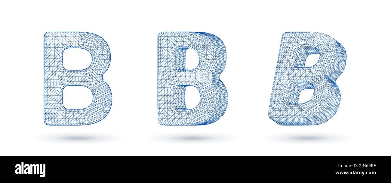 Letter b wireframe high polygonal outline low poly style vector ...