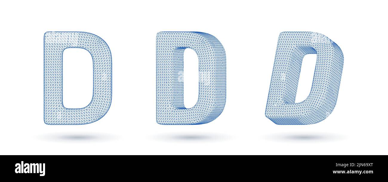 Letter d wireframe high polygonal outline low poly style vector ...