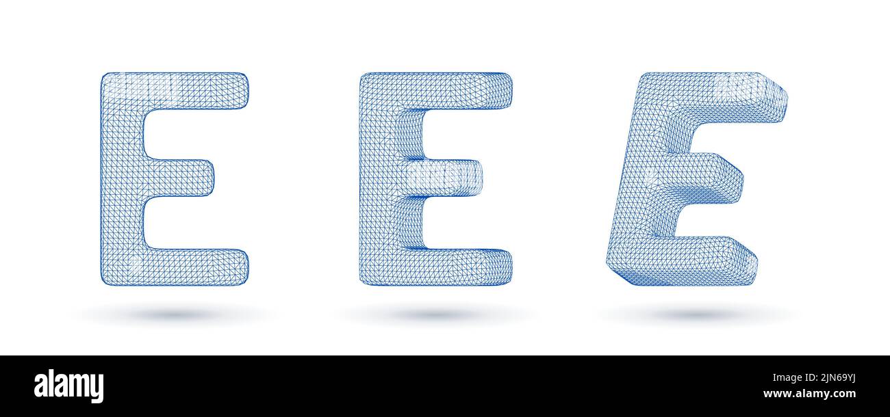 Letter e wireframe high polygonal outline low poly style vector ...
