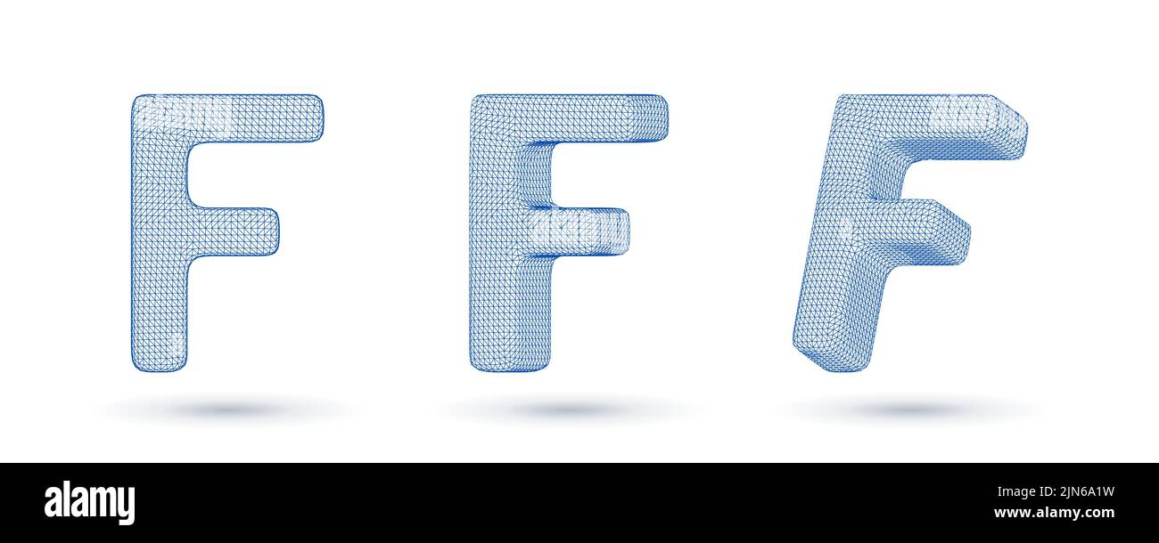 Letter f wireframe high polygonal outline low poly style vector ...