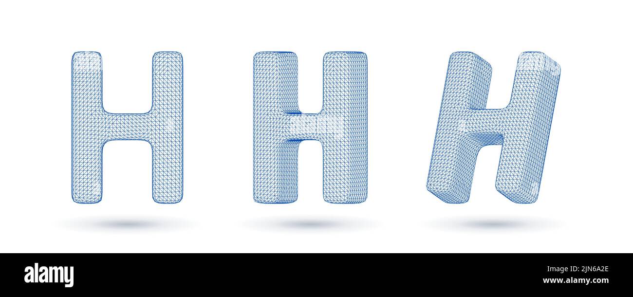 Letter h wireframe high polygonal outline low poly style vector ...