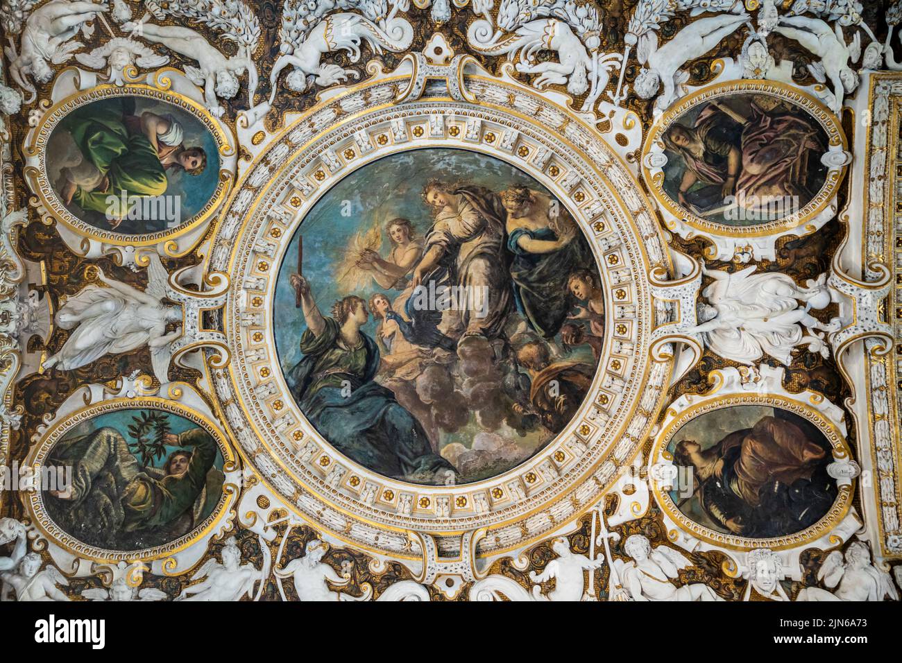 Old fresco paintings with a religious theme and realistic figures Stock ...