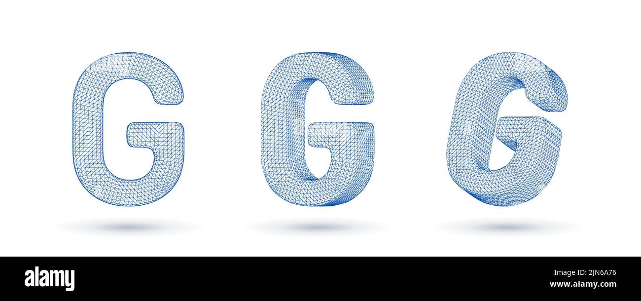 Letter g wireframe high polygonal outline low poly style vector ...