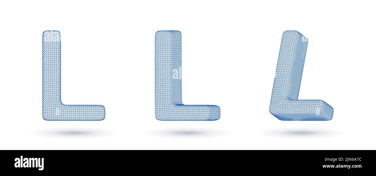Letter l wireframe high polygonal outline low poly style vector ...